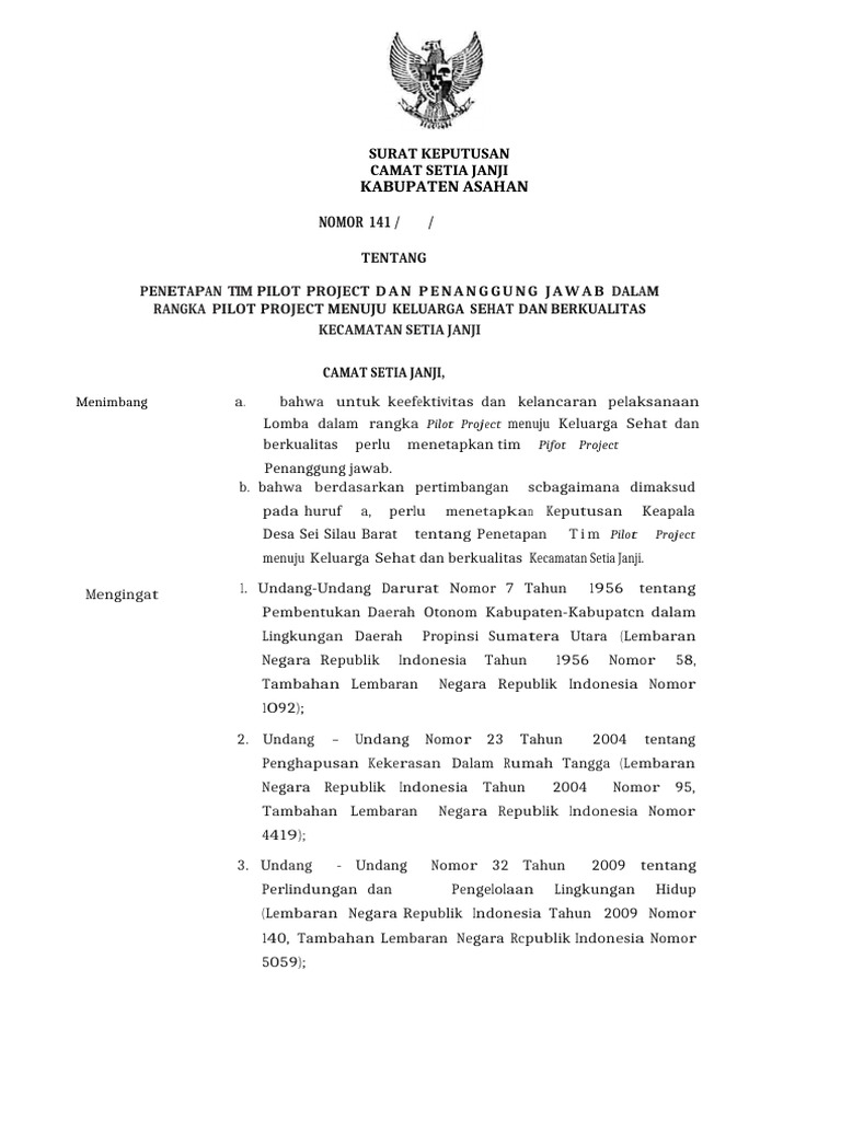 SK Pilot Projek Benar | PDF