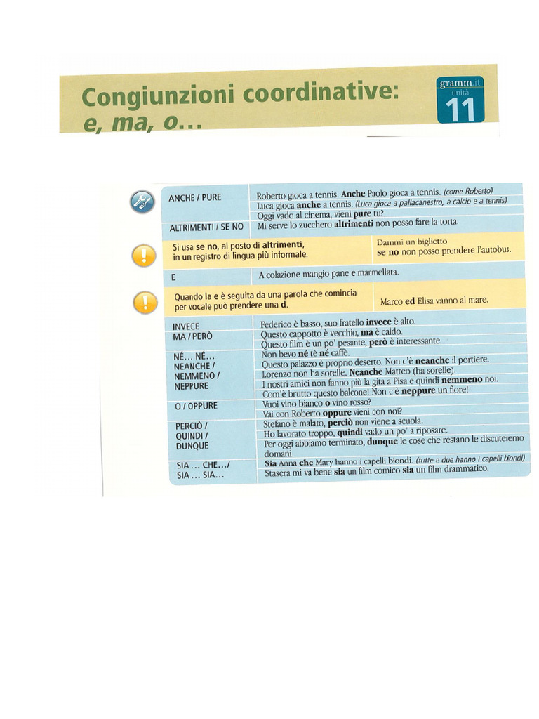 Congiunzione Coordinative | PDF