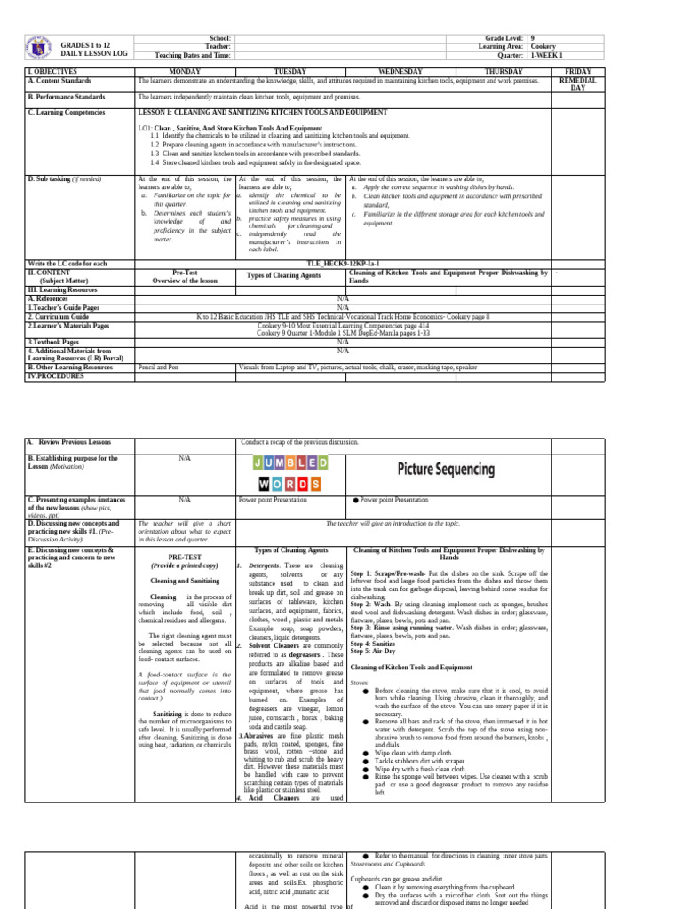 Cookery 9 DLL FIRST Q | PDF