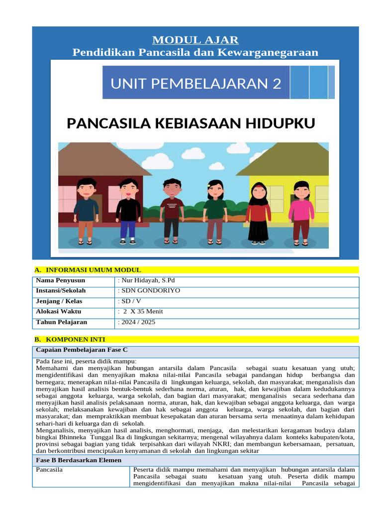 Unit 1 PB 2 - Ma PPKN Kls 5 | PDF