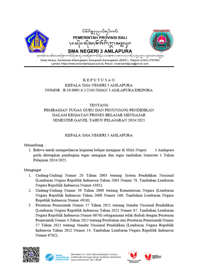 SK Tugas 2024-2025 SMT 1 | PDF