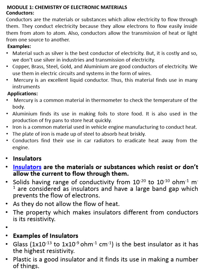 Conductors-Semicon-Ece Branch | PDF | Semiconductors | Electrical ...