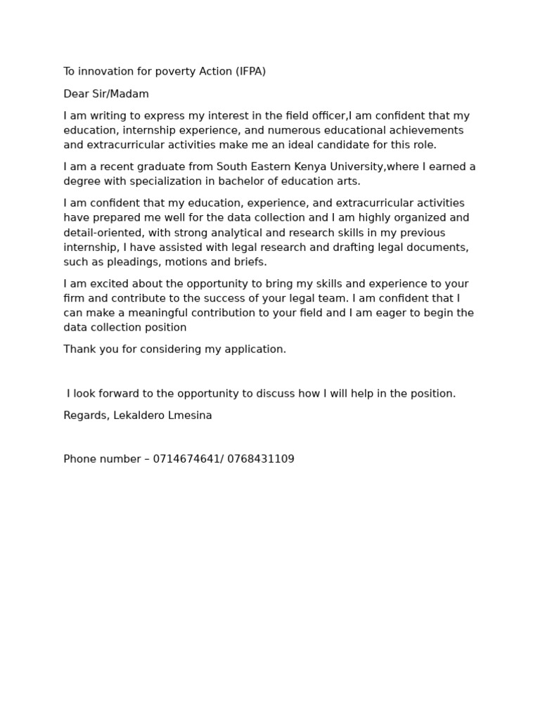 Application for Field Officer Position | PDF