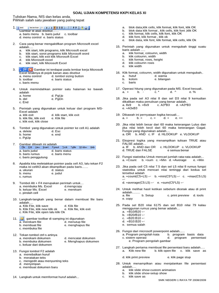 Soal Uas Kelas 3 Kkpi | PDF