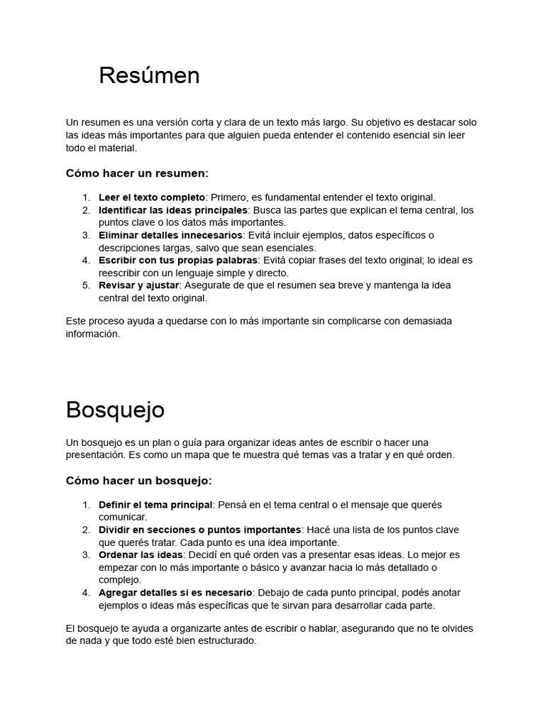 Resúmen y Bosquejo | PDF