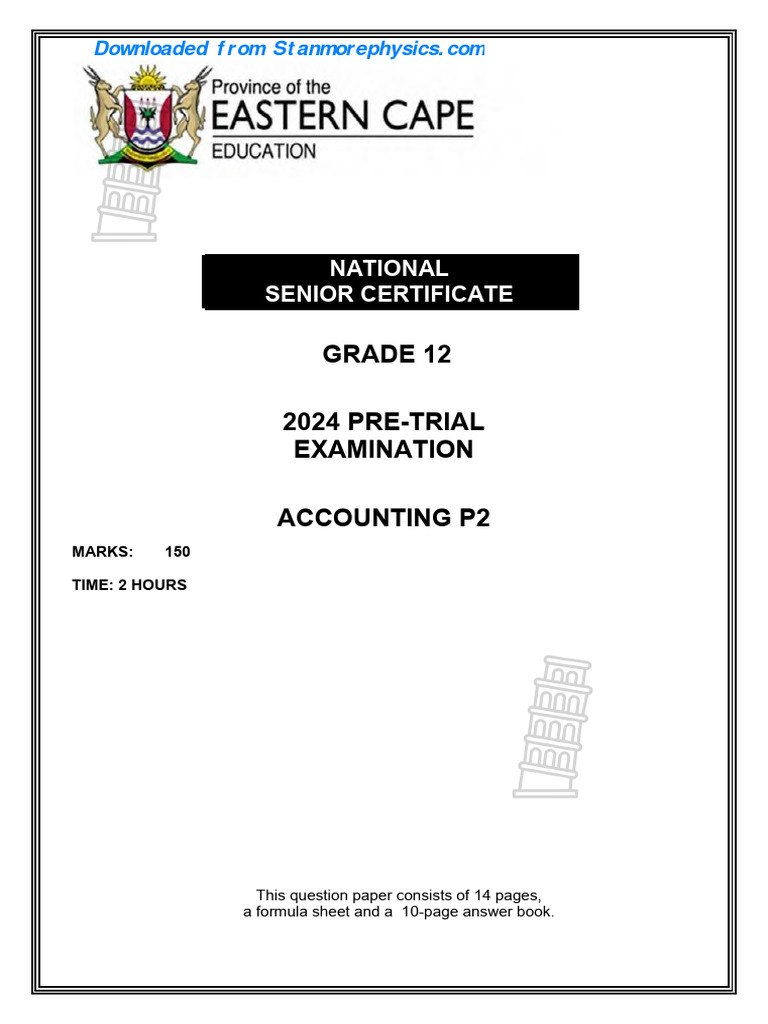EC Accounting Grade 12 Pre Trial 2024 P2 and Memo | PDF