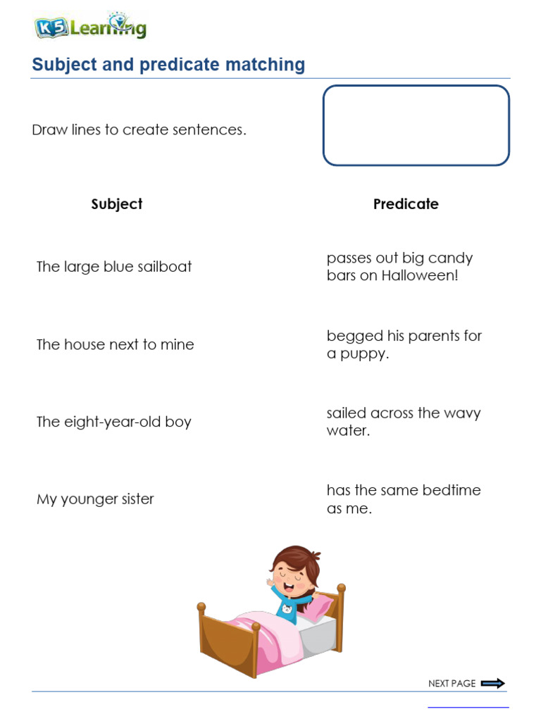 Grade 2 Subject Predicate Matching A | PDF