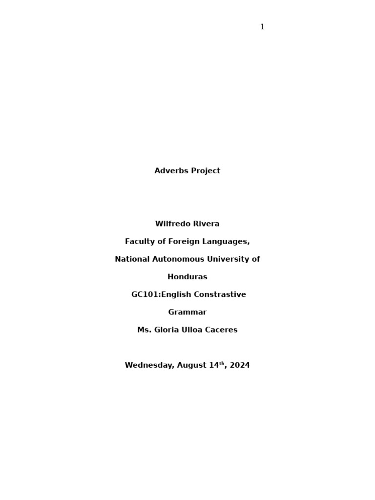 Adverbs Project | PDF