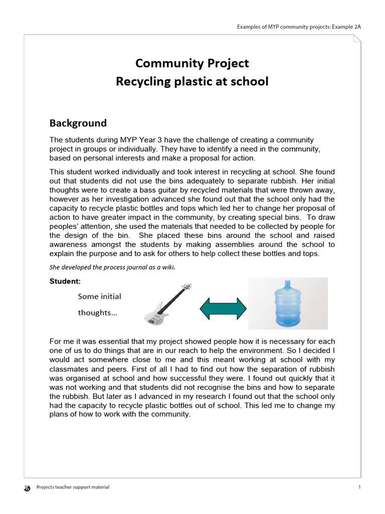 MYP 3 Community Project Sample | PDF