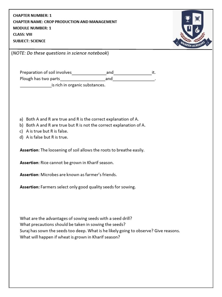 8th Science Ch-1 Worksheet-1 | PDF