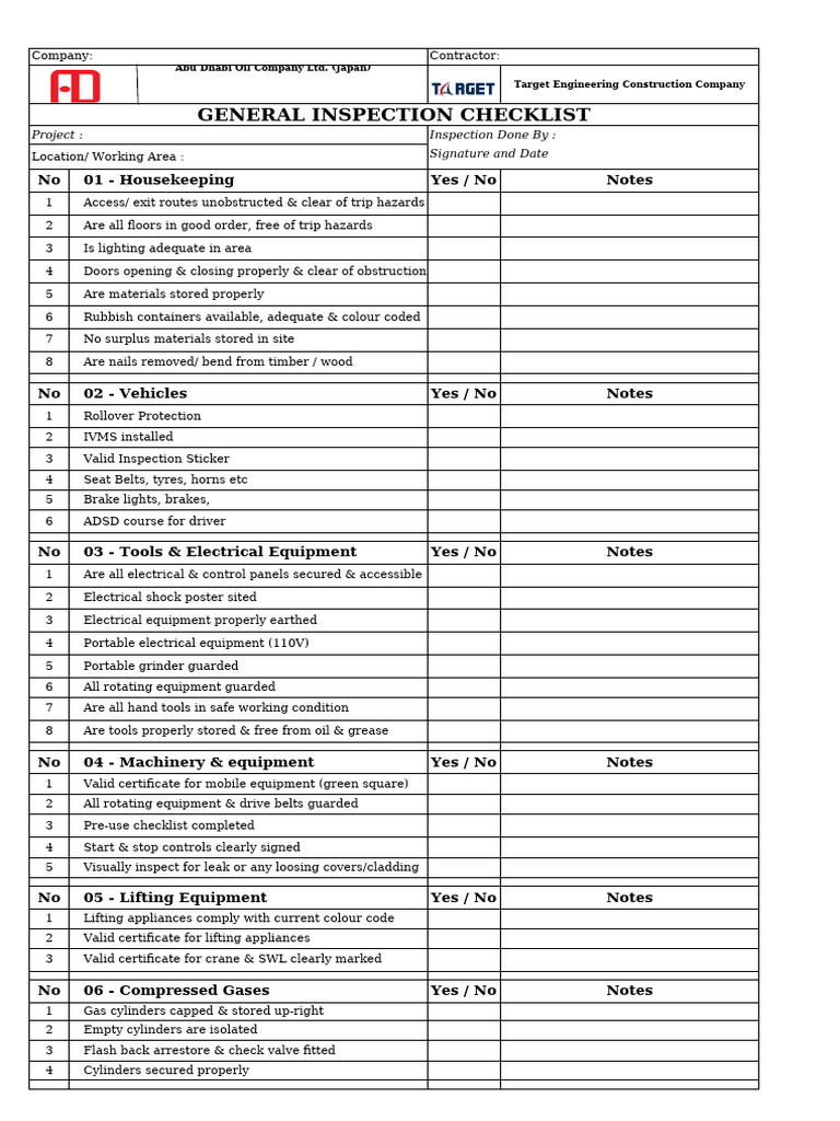 03 General Inspection Checklist (1) | PDF