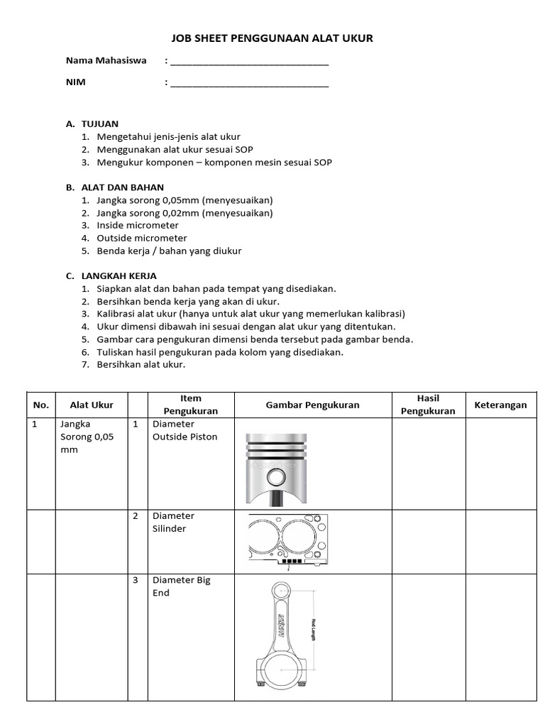 Job Sheet Penggunaan Alat Ukur | PDF