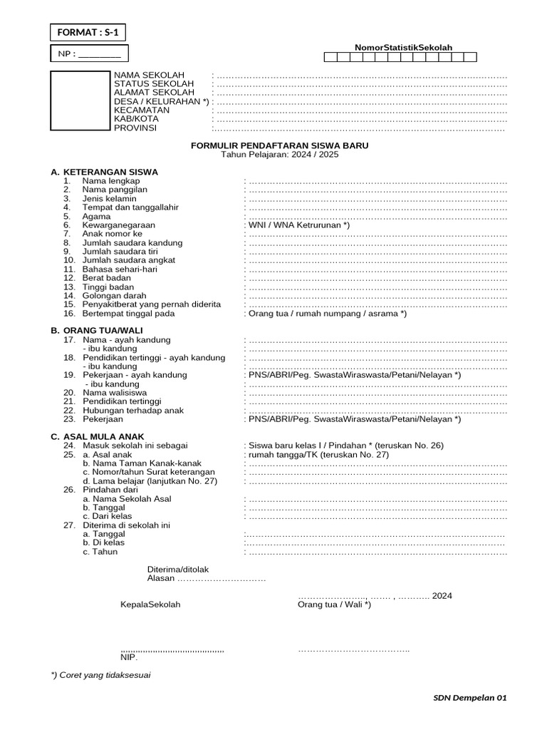 Formulir Pendaftaran PD Baru | PDF