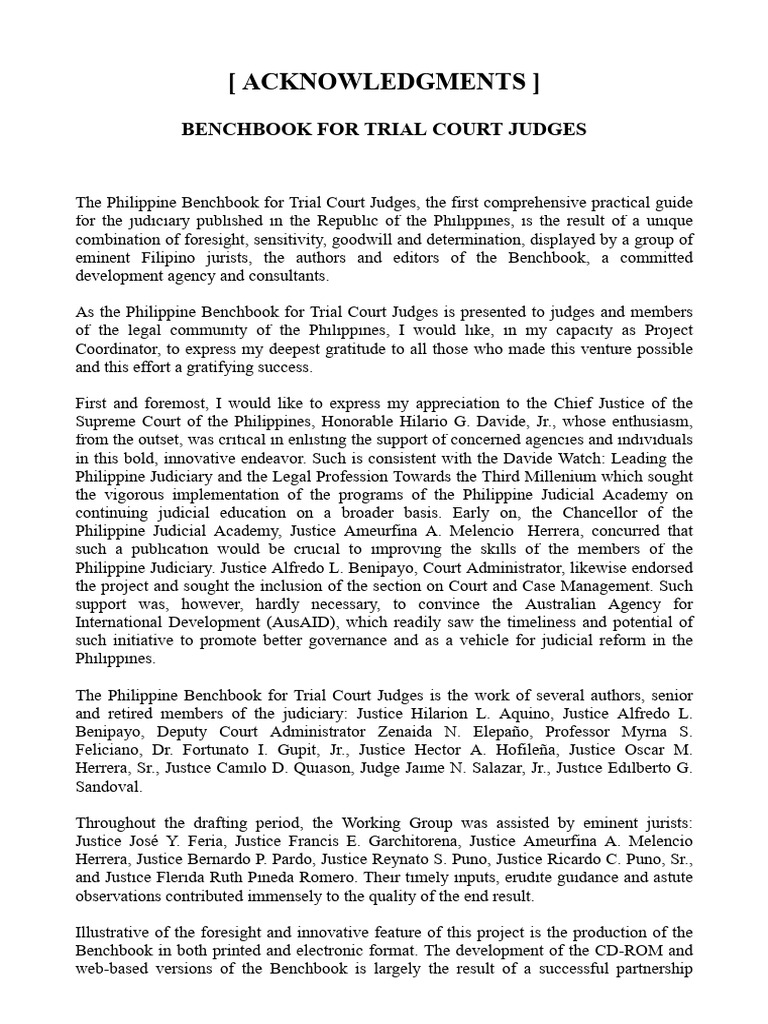 Benchbook Acknowledgement | PDF