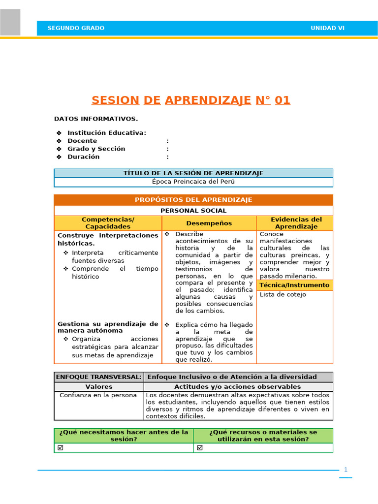 Sesiones de Aprendizaje - Unidad Didáctiva #06 - Quipus Perú | PDF | Aprendizaje | Crecimiento ...