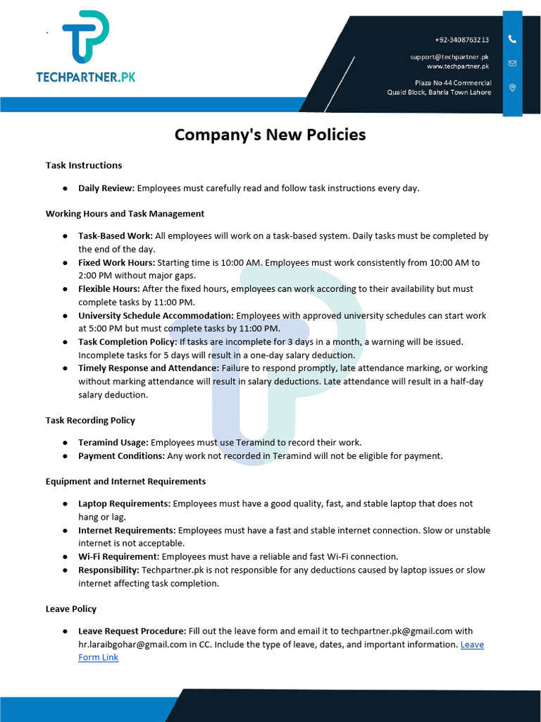 Updated Company Policies | PDF