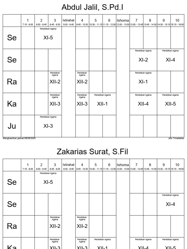 Jadwal Guru - v2 | PDF