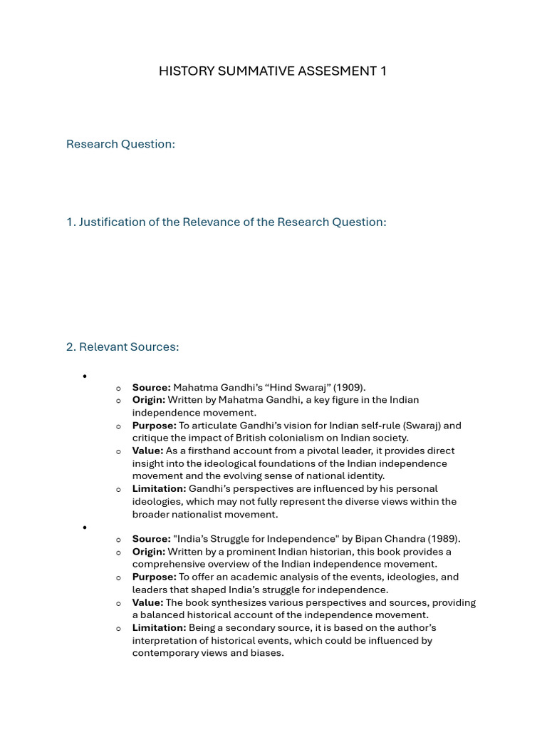 History Summative Assesment 1 | PDF