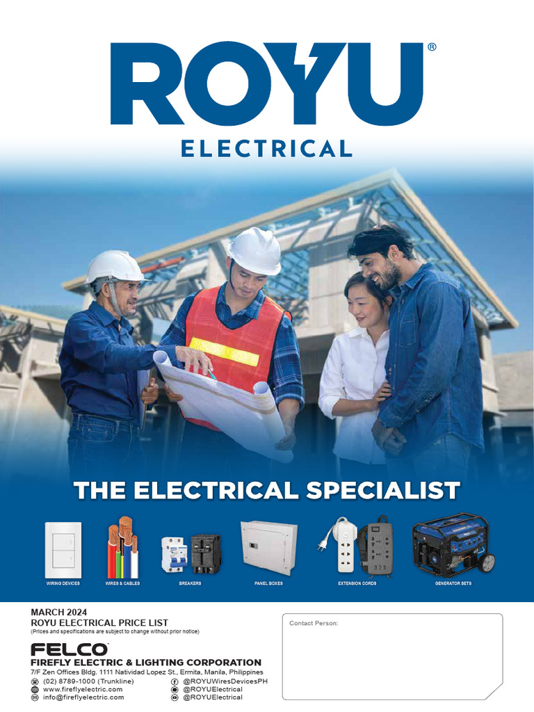 Price List Royu Electrical MARCH 2024 Issue 1 | PDF | Electrical ...