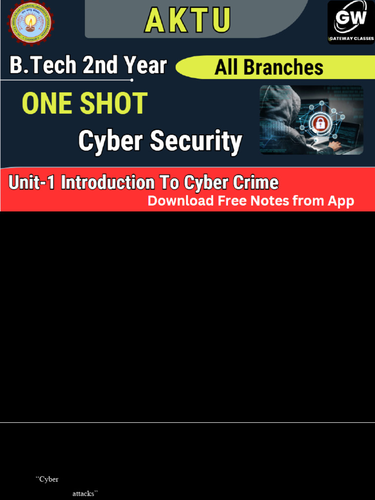 Unit 1 One Shot Cyber Security Notes (New) | PDF