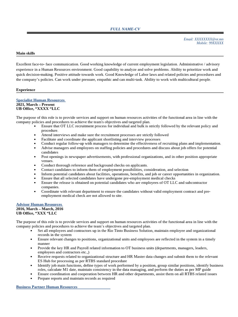 CV_Sample Template | PDF