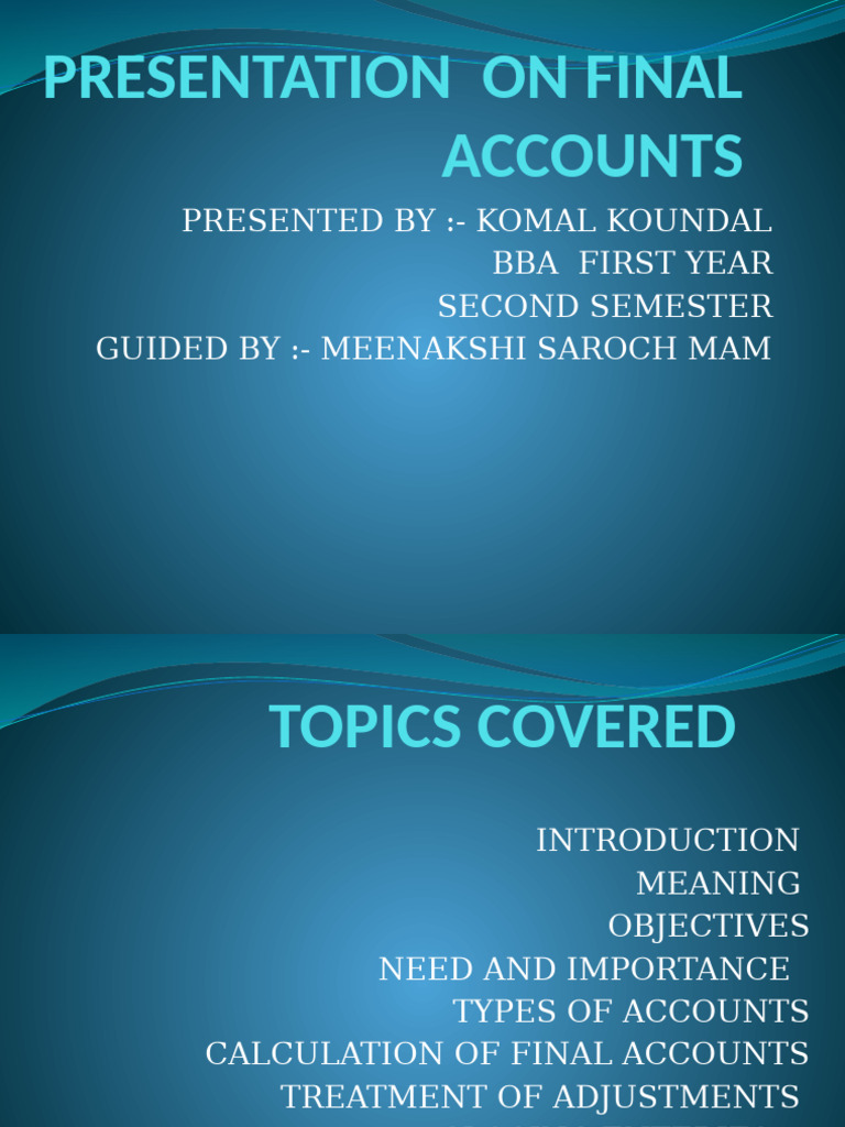 Presentation On Final Accounts | PDF