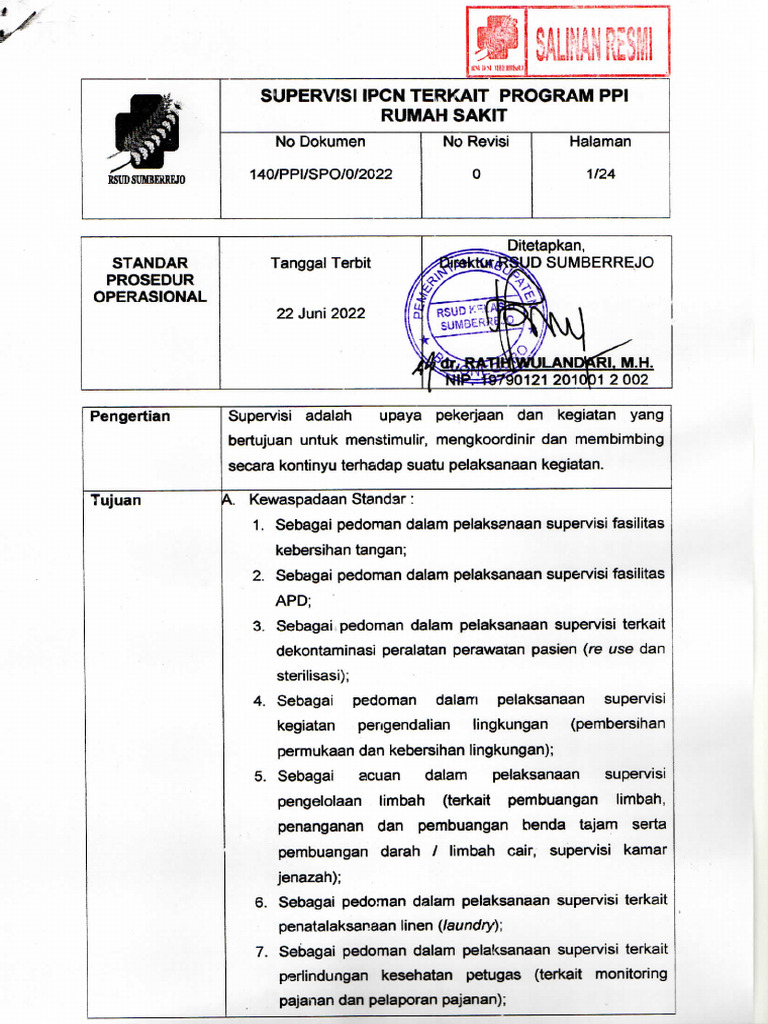 SPO SUPERVISI IPCN TERKAIT PROGRAM PPI RUMAH SAKIT SPO Monitoring IPCLN ...