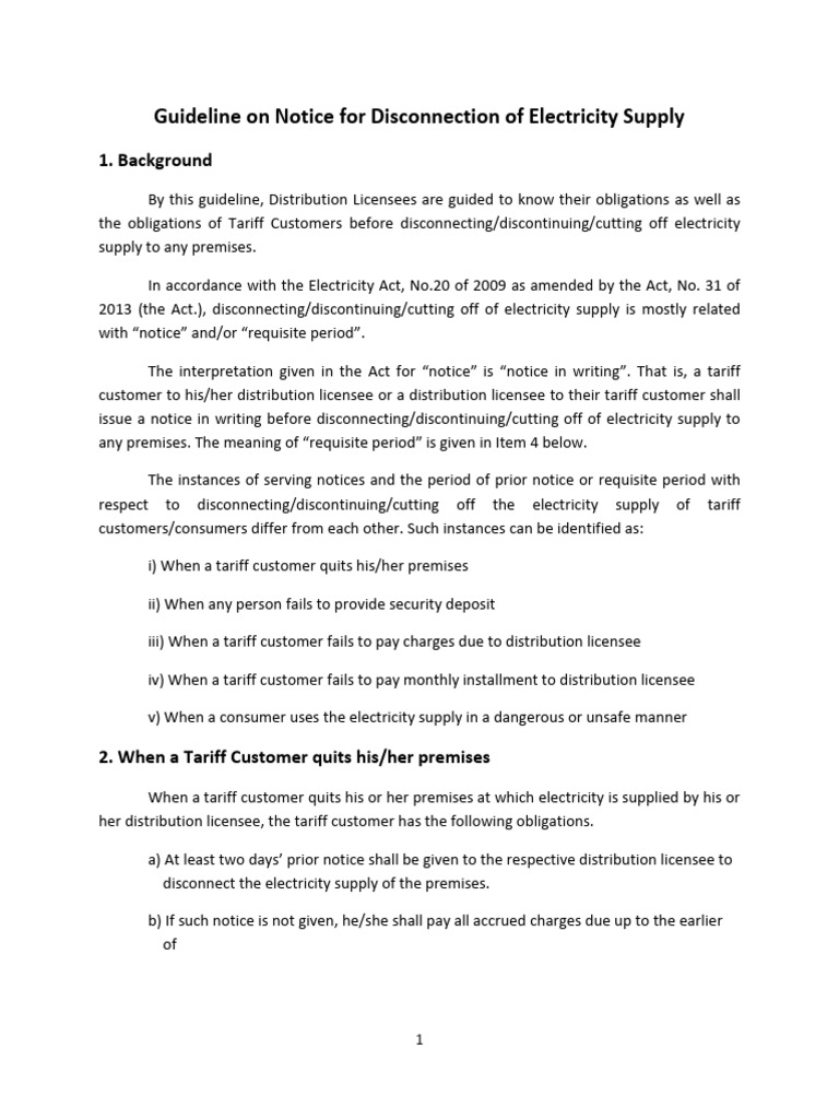 Final Guideline Disconnection Notices | PDF