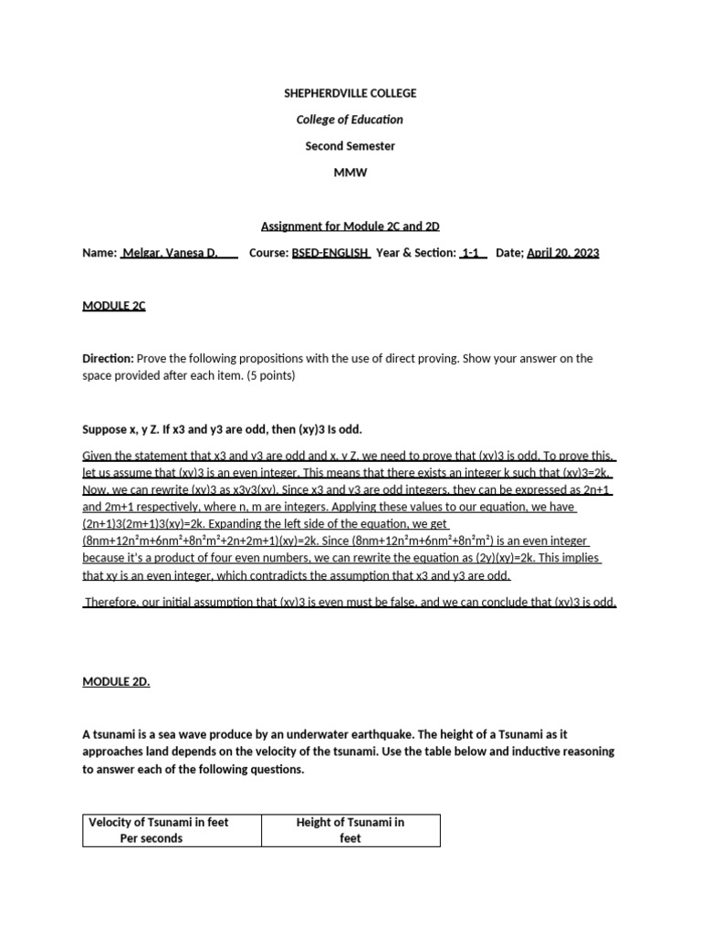 MMW Module 2c & 2d Assignment | PDF