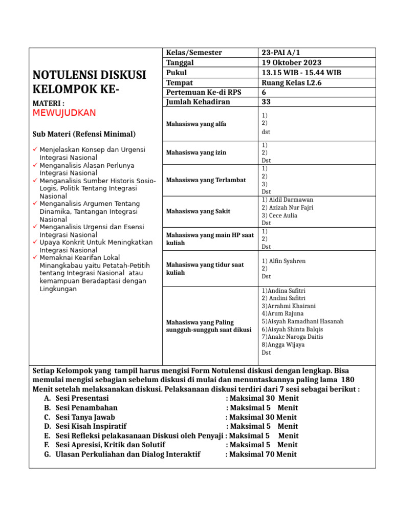 Form Notulensi PKN | PDF