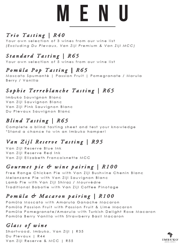 Tasting Room Menu 2023 MEI 2024 (2) | PDF