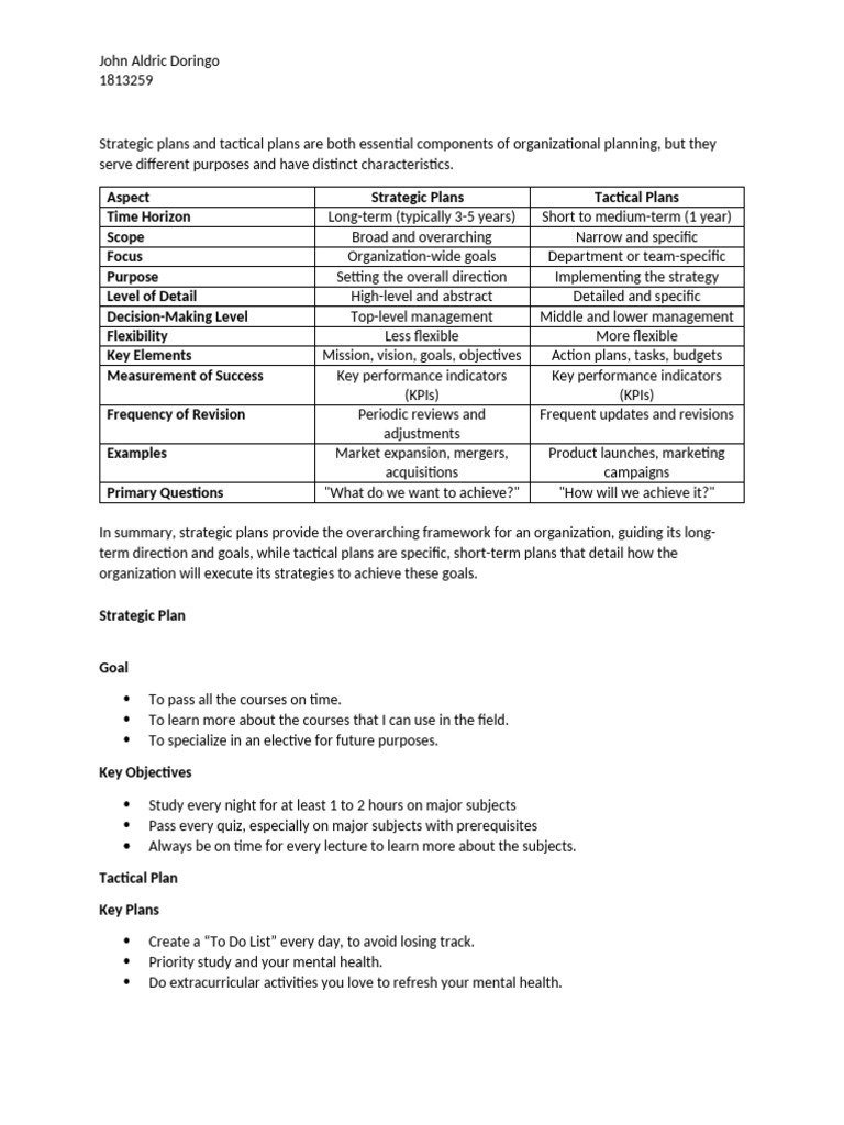 Doringo - Strategic and Tactical Plan | PDF