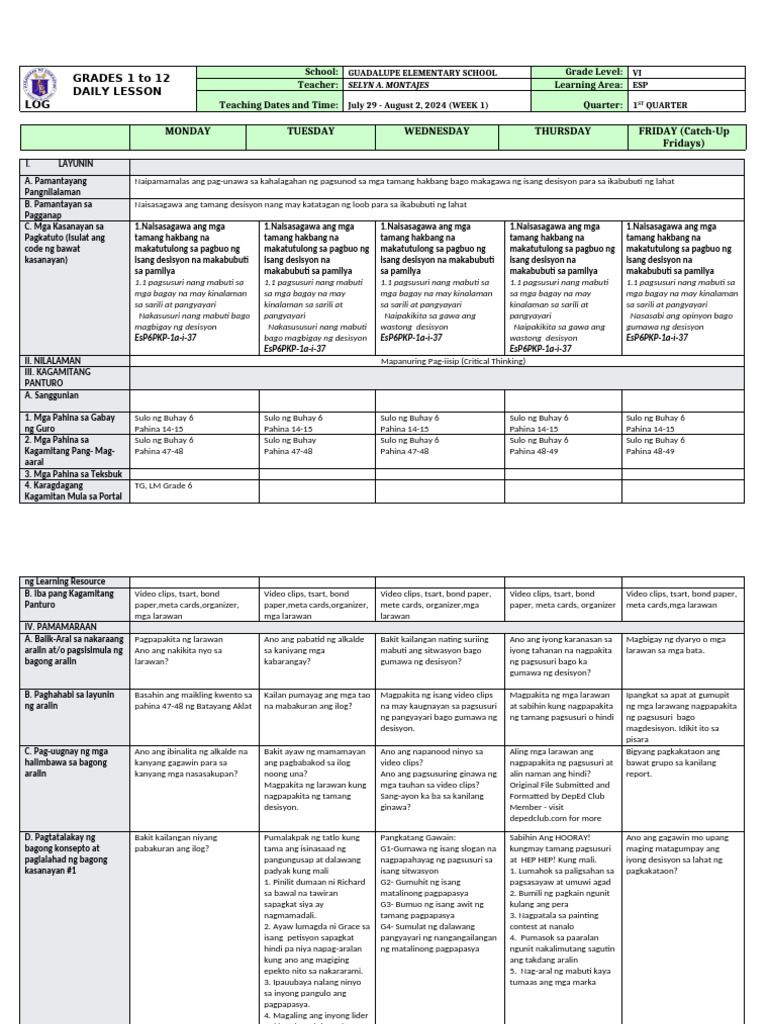 DLL - ESP 6 - Q1 - W1 Ok | PDF