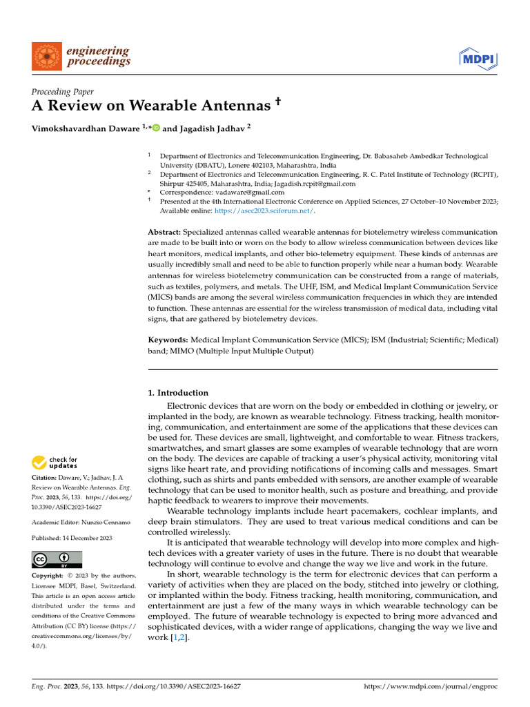 Published Paper - Engproc-56-00133 | PDF | Wearable Technology | Polarization (Waves)