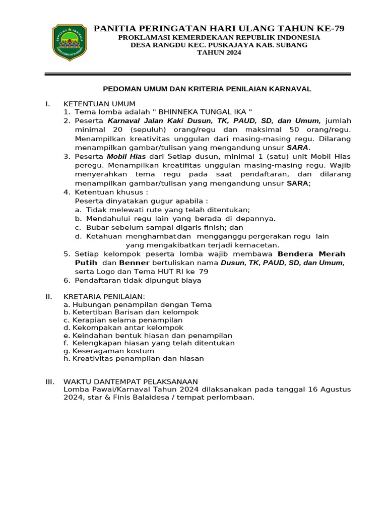 Pedoman Umum Karnaval | PDF