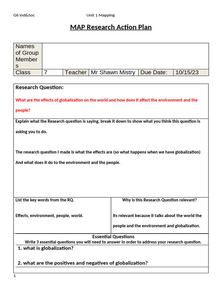 MAP Research Action Plan 7 | PDF