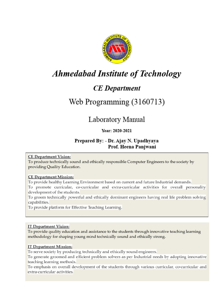 WT Lab Manual | PDF