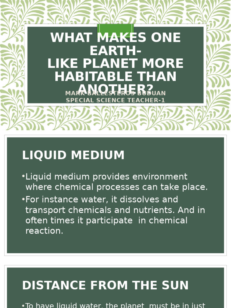 What Makes Earth Inhabitable. | PDF