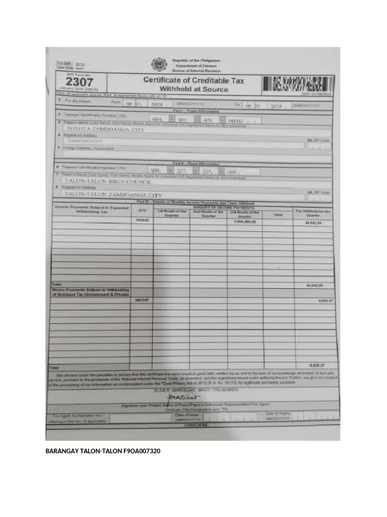 Bir 2307 - Lgu | PDF