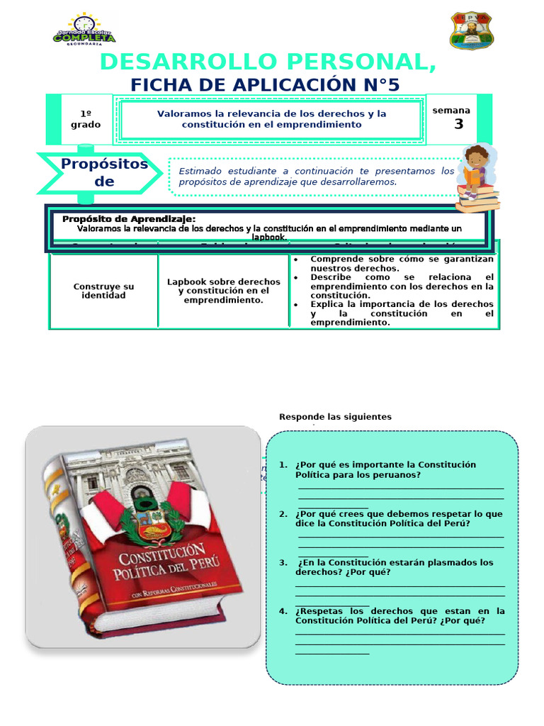 1° Ficha de Aplicación-Sesión5-Sem.3-Exp.5-Dpcc | PDF