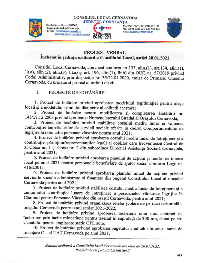 PV Ordinara Din 28.01.2021 | PDF