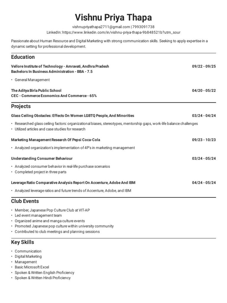 Vishnu Priya Thapa - Resume | PDF