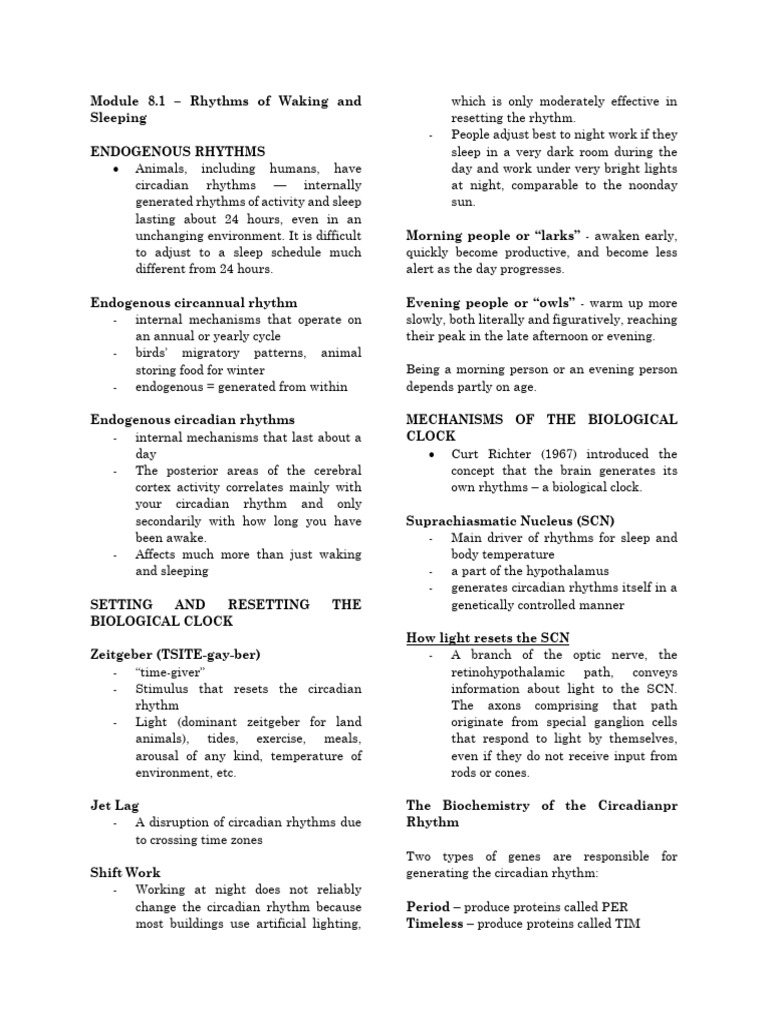 8.1 Wakefulness and Sleep | PDF | Circadian Rhythm | Sleep