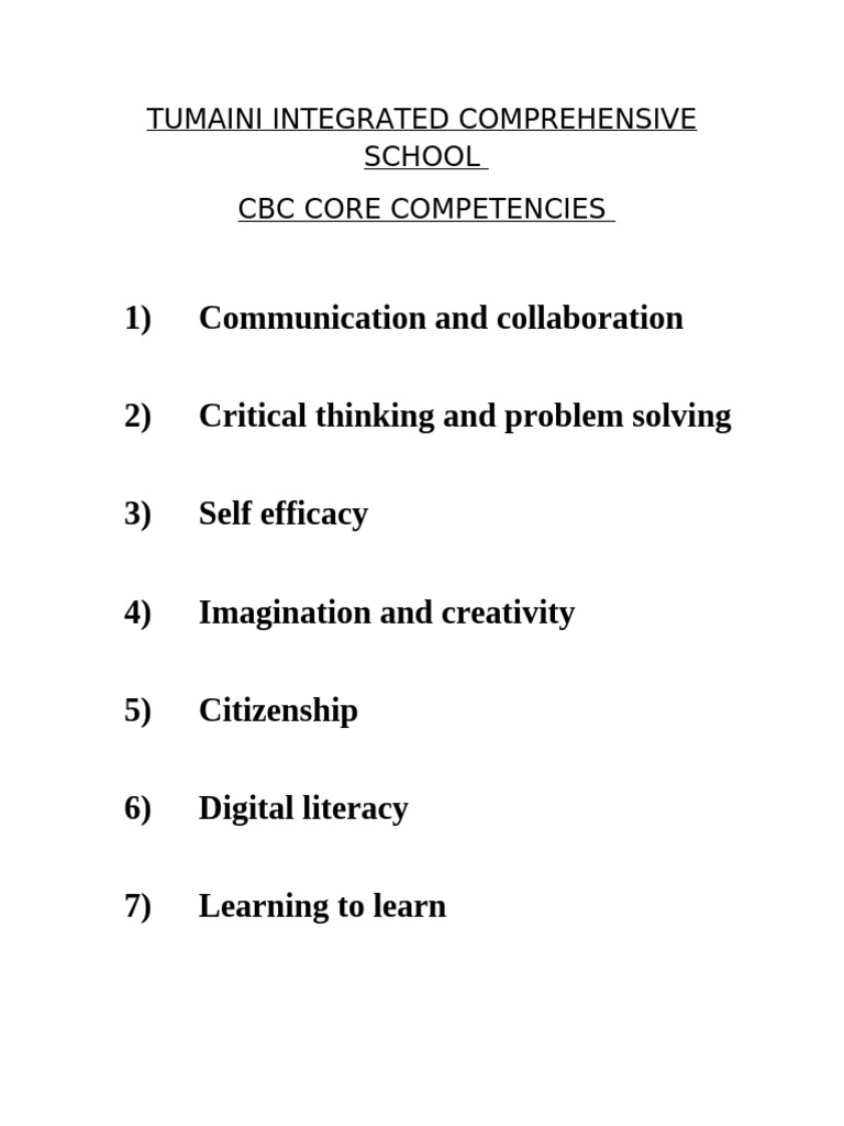 Cbc Core Competencies | PDF