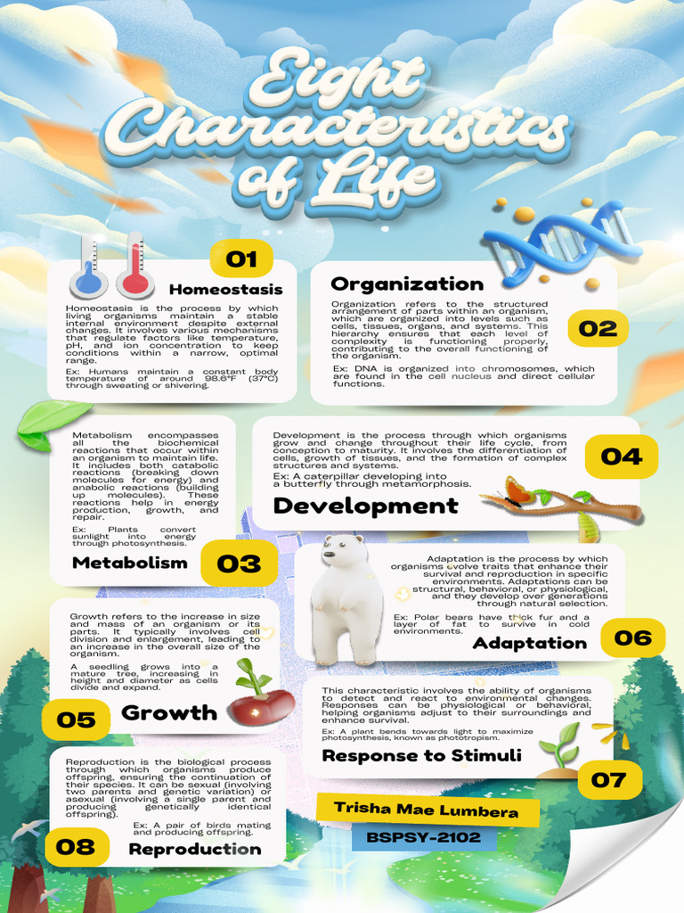 8 Characteristics of Life Explained | PDF | Metabolism | Reproduction