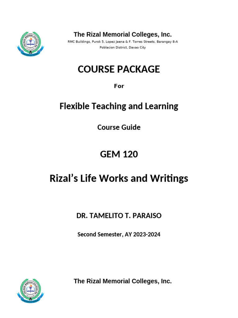 GEM 120 Course Guide: Rizal's Works | PDF | Academic Dishonesty ...