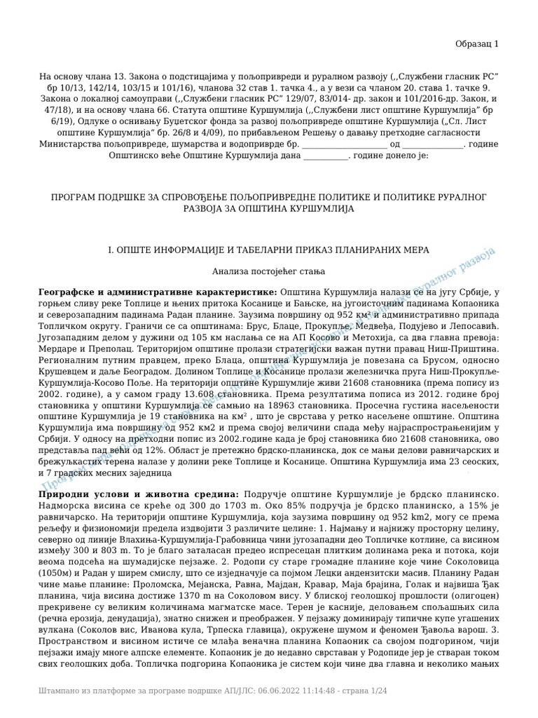 Program Polj Kursumlija 2022 | PDF