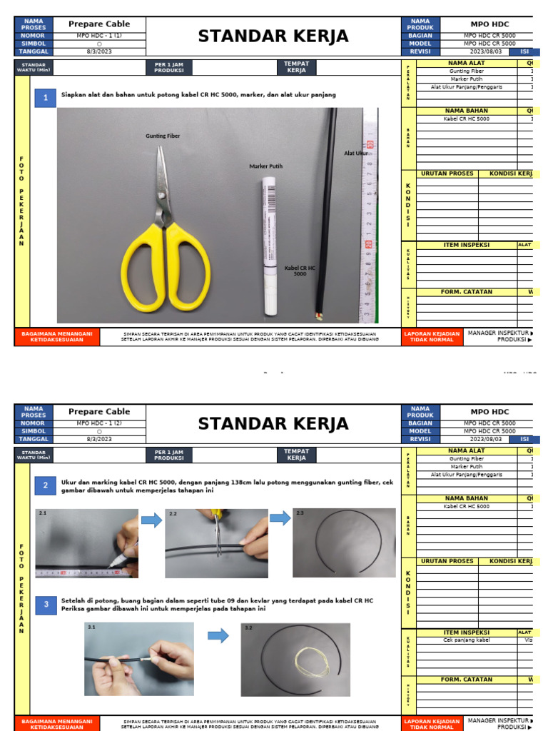 20230803 Form Standar Kerja MPO HDC | PDF