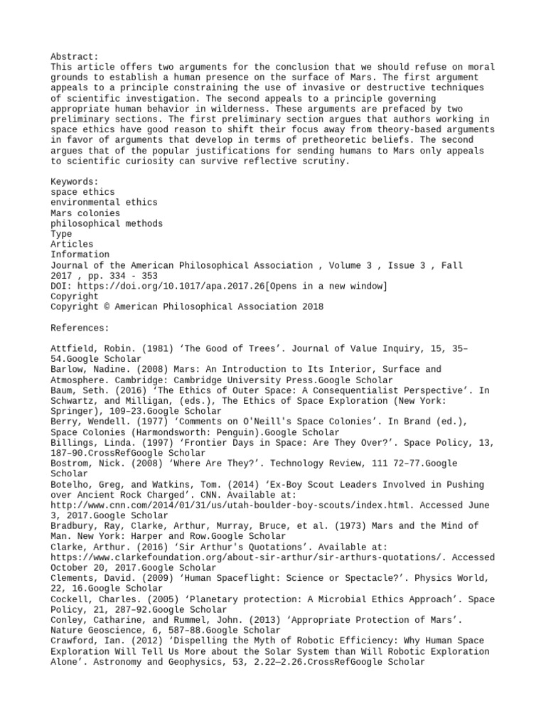 Mars Colonization Pdf