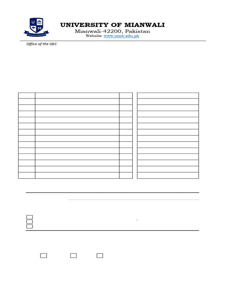 QEC Form | PDF | Career & Growth
